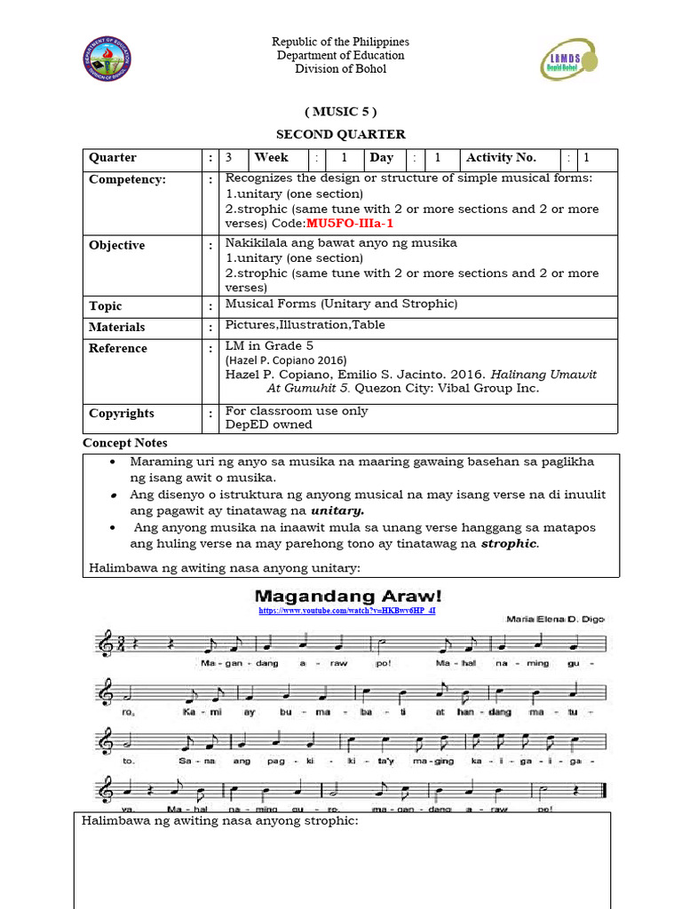 MUSIC 5 Q3 LAS WEEK 1 Final | PDF