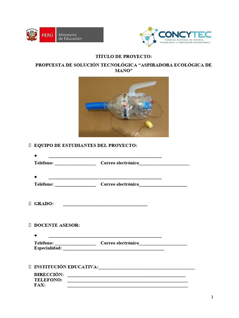 Ejemplo de Informe de Proyecto de Investigacion EUREKA | PDF | Aspiradora | Bienes manufacturados