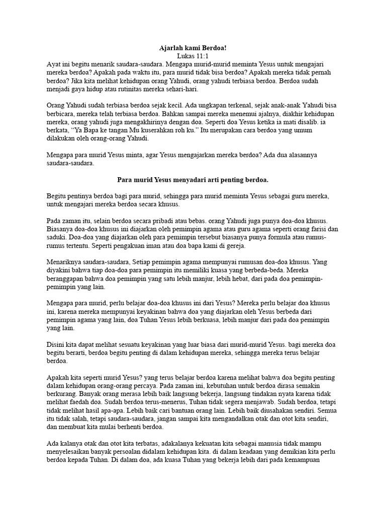 Ajarlah Kami Berdoa | PDF