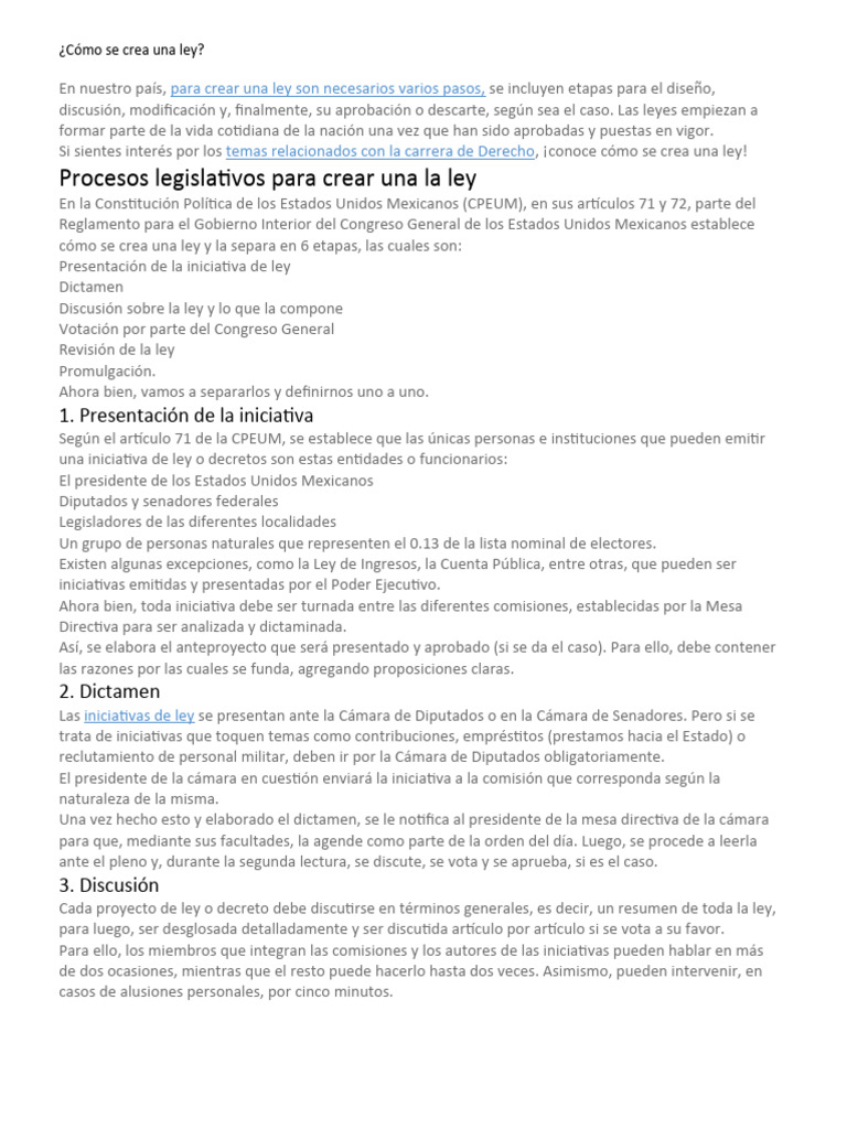 Cómo Se Crea Una Ley 26 de Agosto | PDF | Veto | Legislador