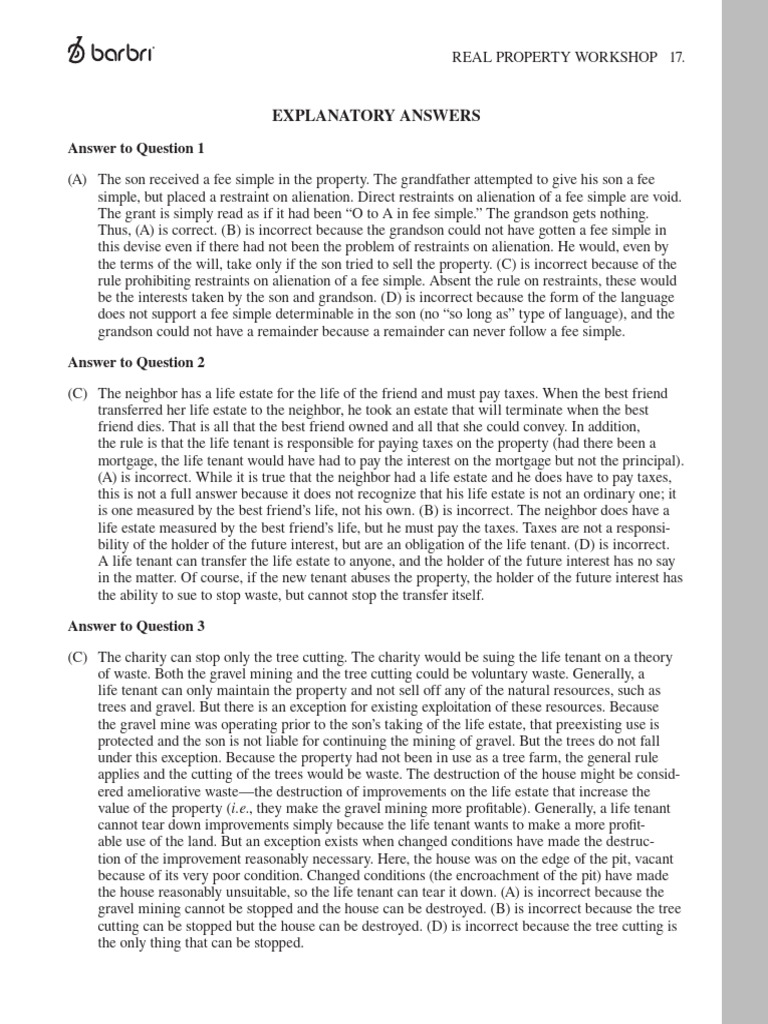 Real Property Mbe Answers | PDF | Leasehold Estate | Foreclosure