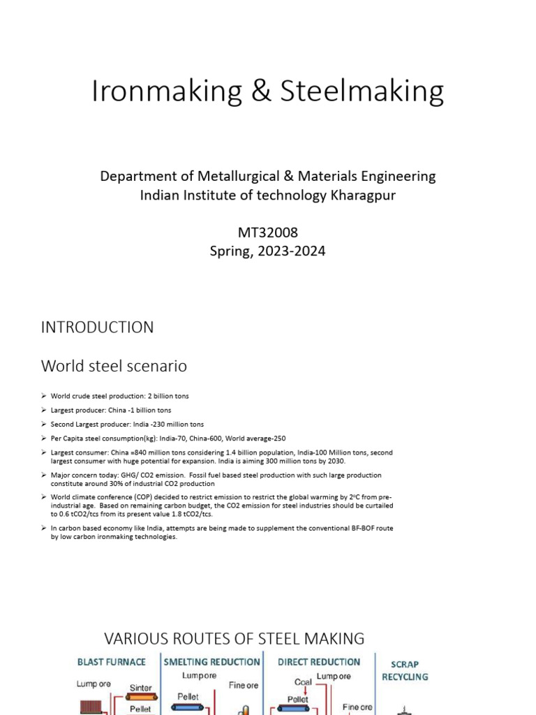 Ironmaking Steelmaking 2024 Lecture 1 | PDF