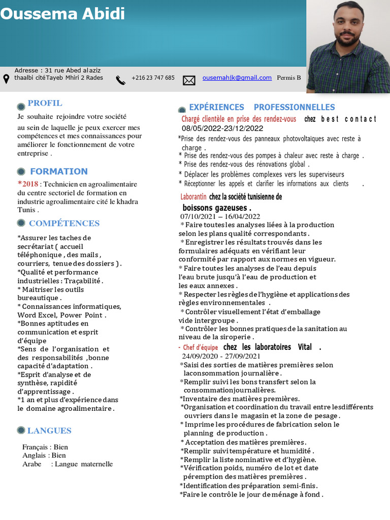 CV Oussama Abidis | PDF