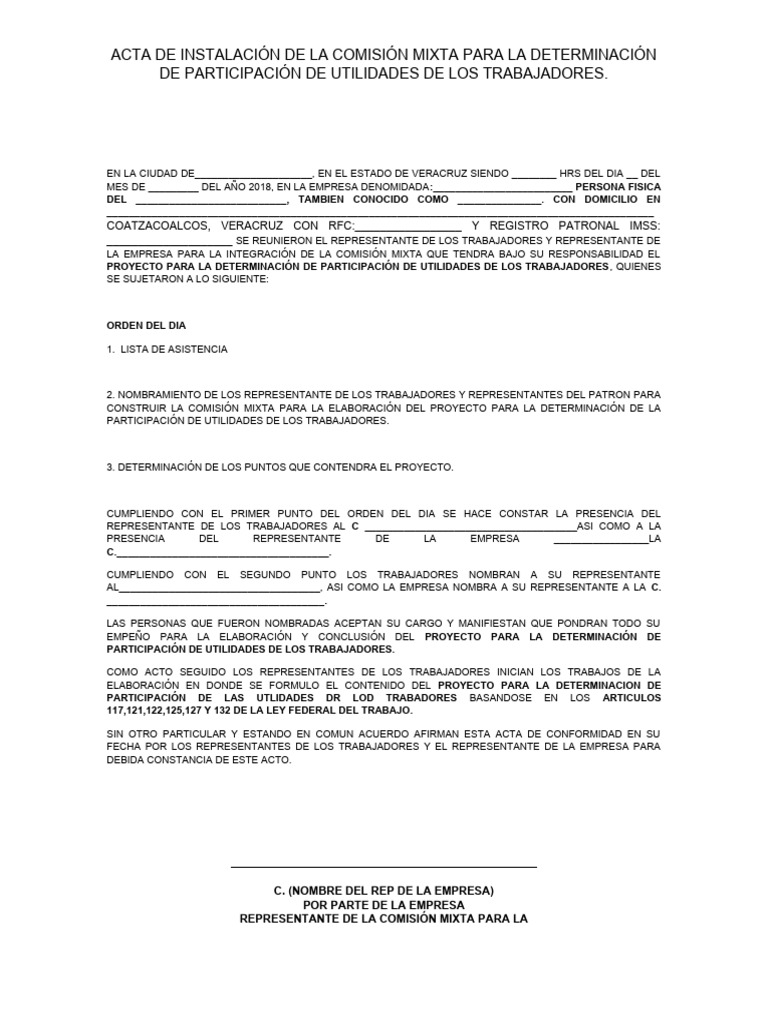 Acta de Instalacion de La Comision Mixta. | PDF | Gobierno | Justicia