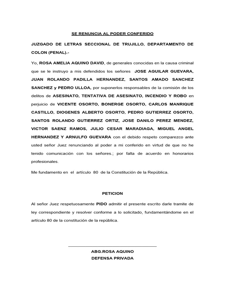 Se Renuncia Al Poder Conferido | PDF | Derecho