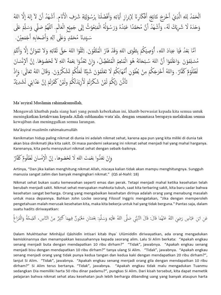 Mensyukuri Nikmat Sehat dalam Islam | PDF | Kesehatan Holistik