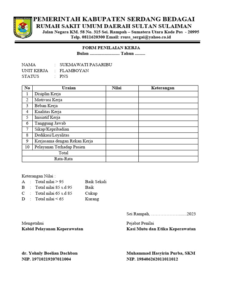 Form Penilaian Pegawai | PDF