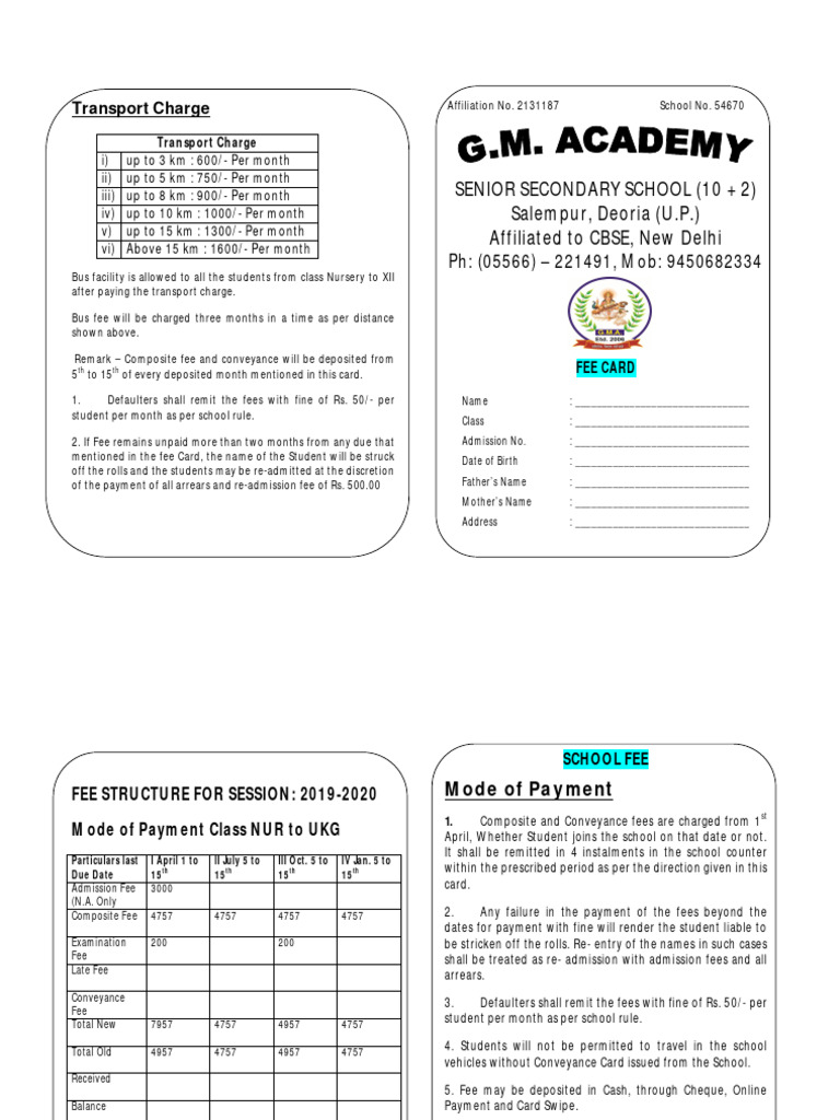 Fee Card | PDF | Payments | Cheque