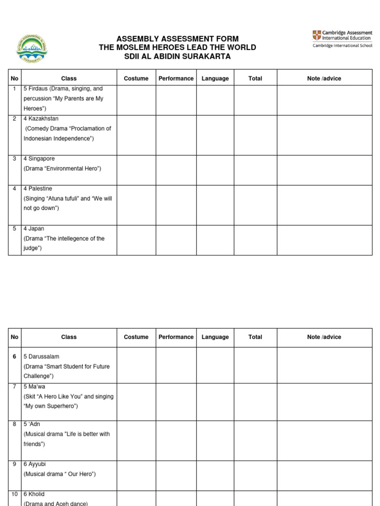 Assessment Form Session 2 | PDF | Art