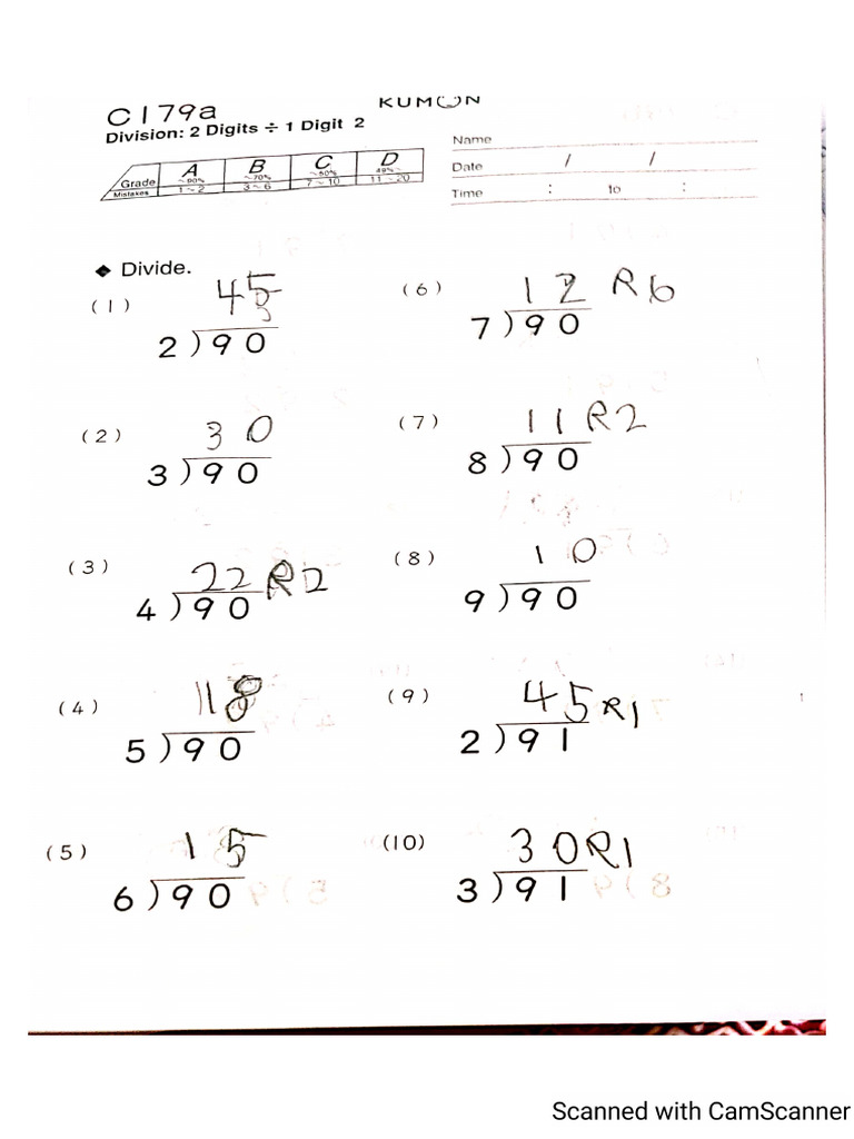 kumon maths correction | PDF