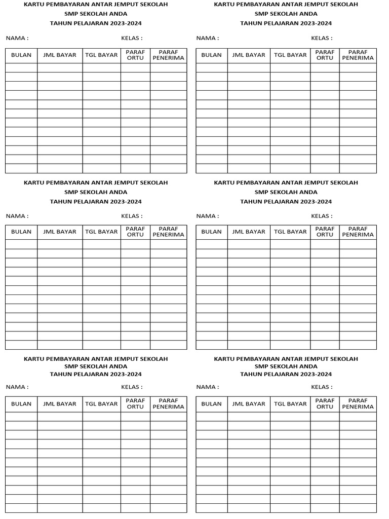 Kartu Antar Jemput Siswa | PDF