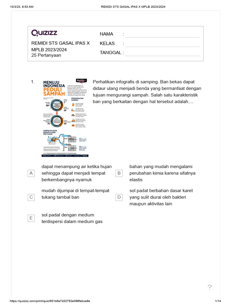 Remidi STS Gasal Ipas X MPLB 2023 - 2024 | PDF