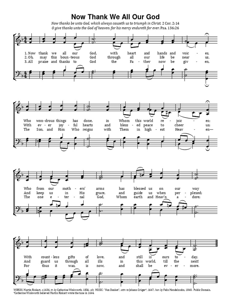 Now Thank We All Our God Lyrics | PDF | Religious Belief And Doctrine