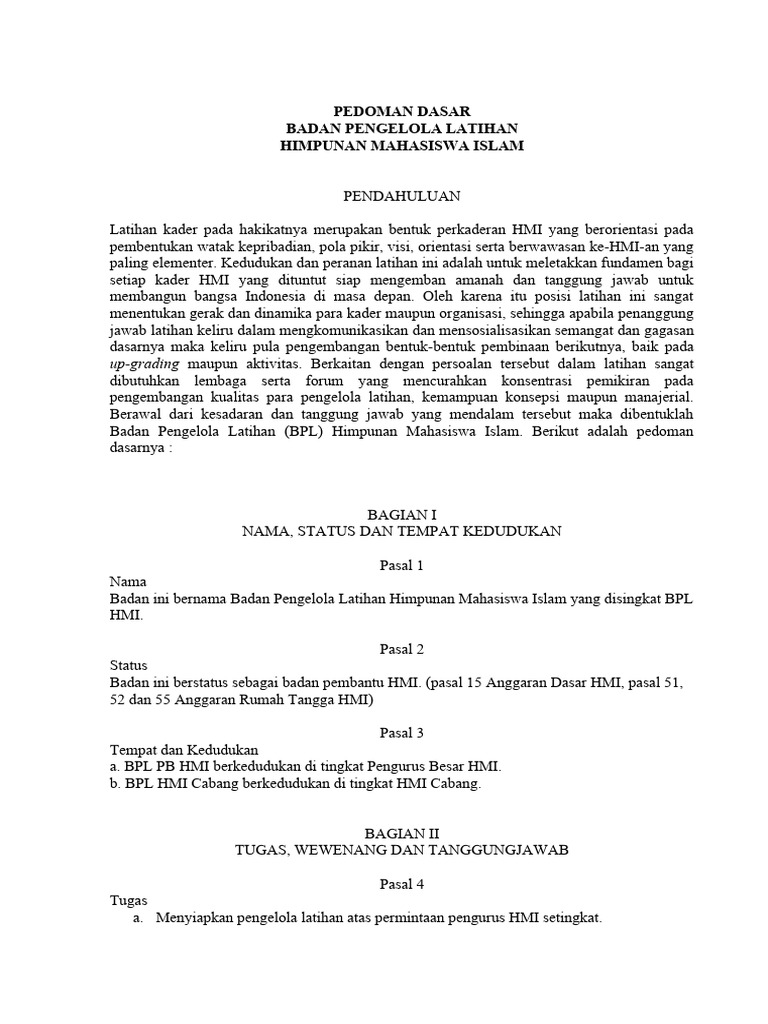 19C - Pedoman Dasar BPL Hmi | PDF