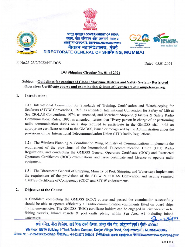 GMDSS ROC Exam Guidelines 2024 | PDF | Transport | Oceans