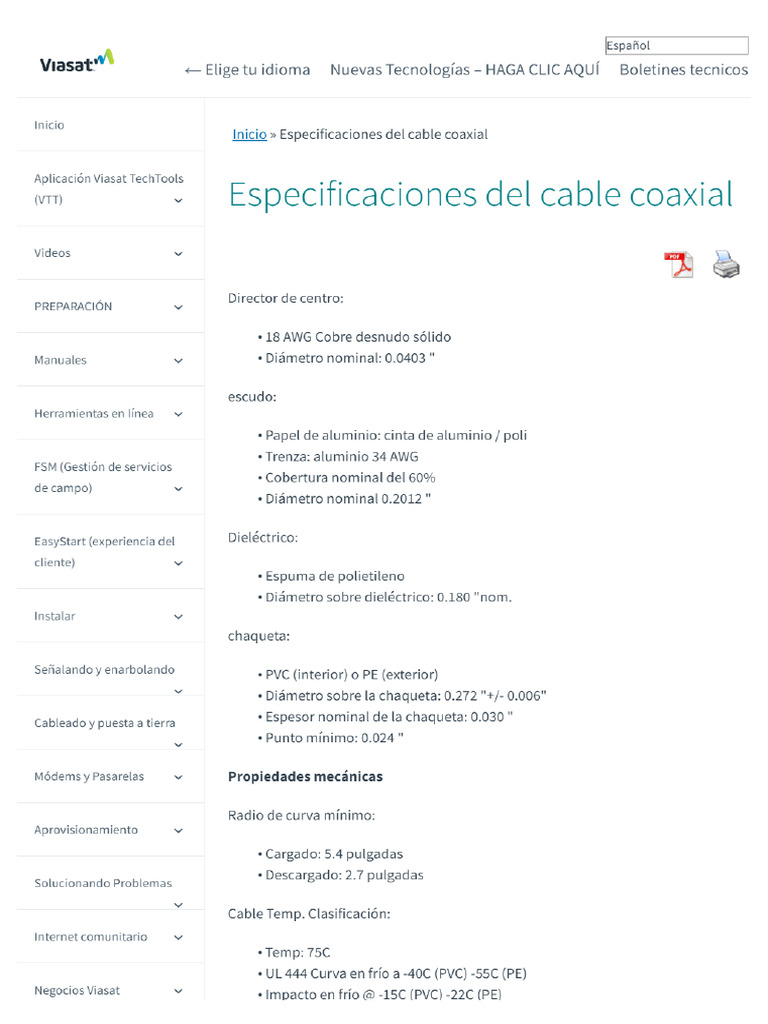 Coaxial Cable Specifications | PDF