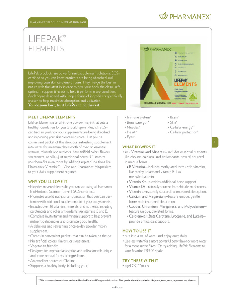 LifePak Elements Product Info | Download Free PDF | Vitamin | Dietary ...