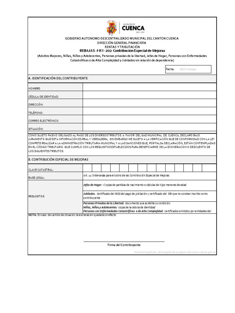 Formularios FRT-202 Cem | Descargar gratis PDF | Contribuyente | Gobierno