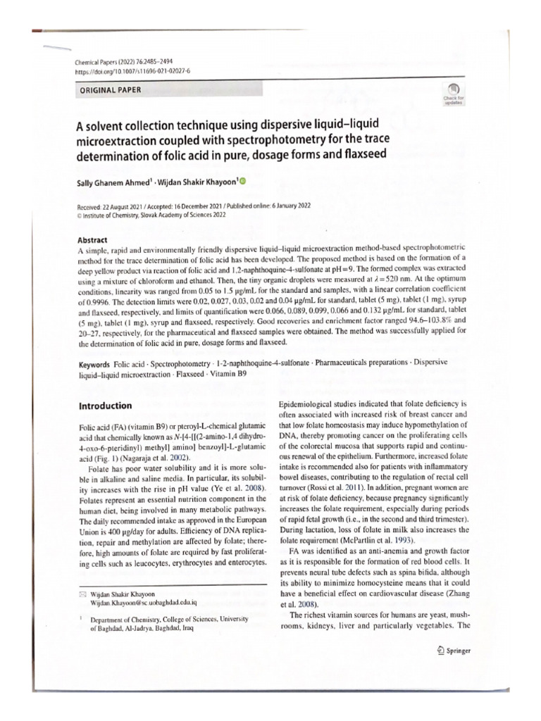 Chemical Papers (2022) 762485-2494 | PDF