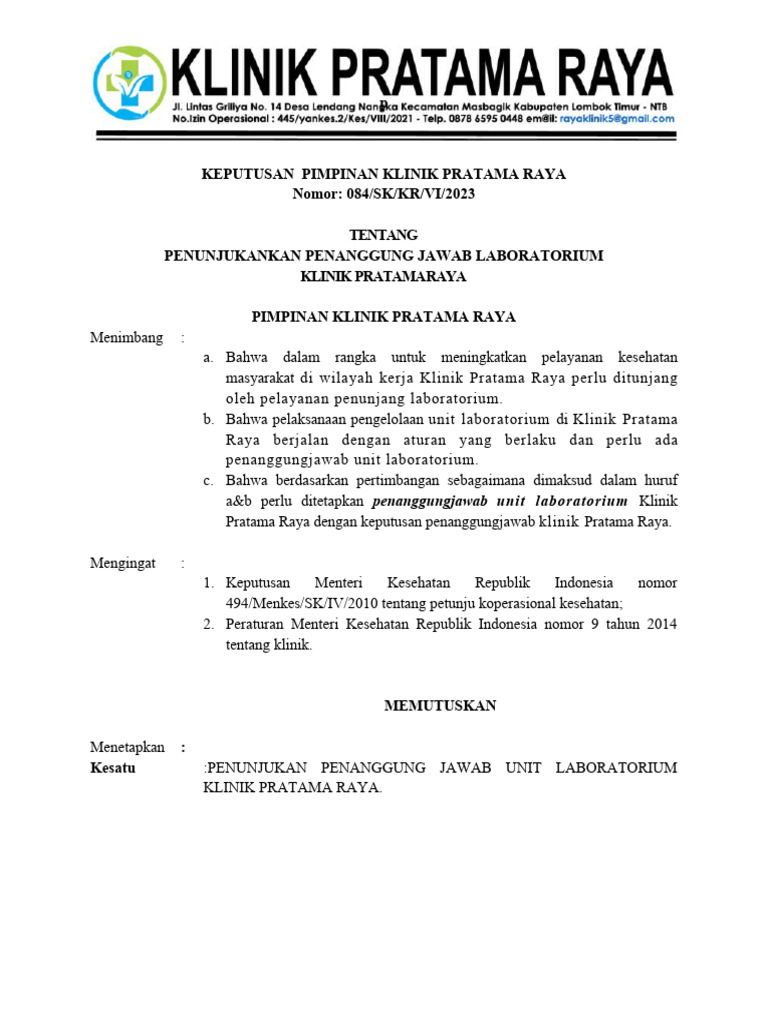 SK PJ Lab | PDF | Kesehatan Holistik | Sains & Matematika