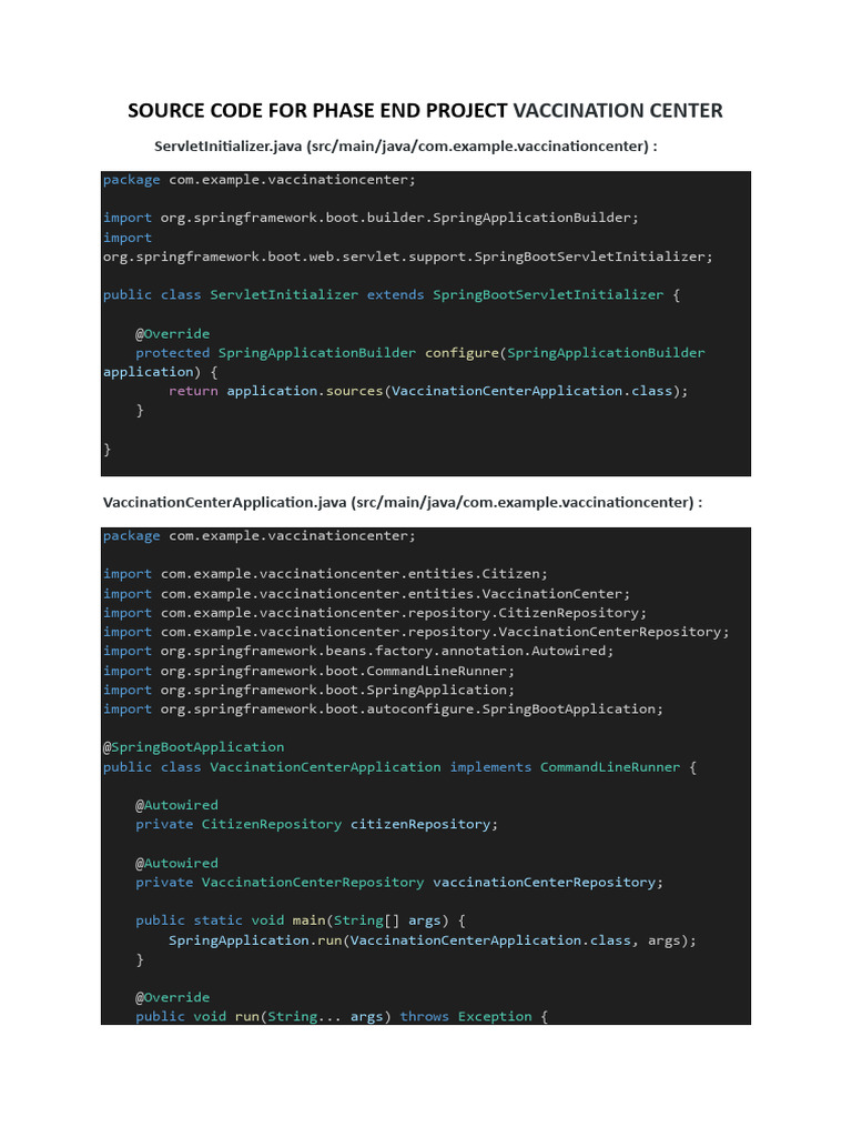 Source Code For Phase End Project Vaccination Center - Compressed | PDF ...
