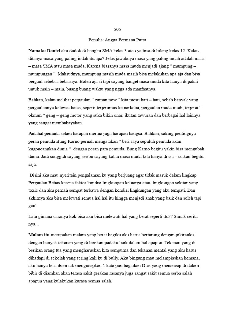 Cerpen. Angga Permana Putra. X-I | PDF | Kesehatan Holistik