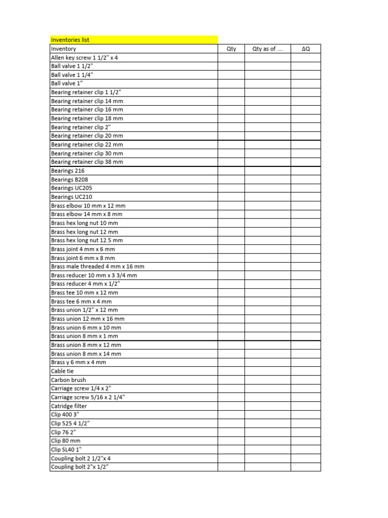 Workshop Inventory | PDF | Screw | Equipment
