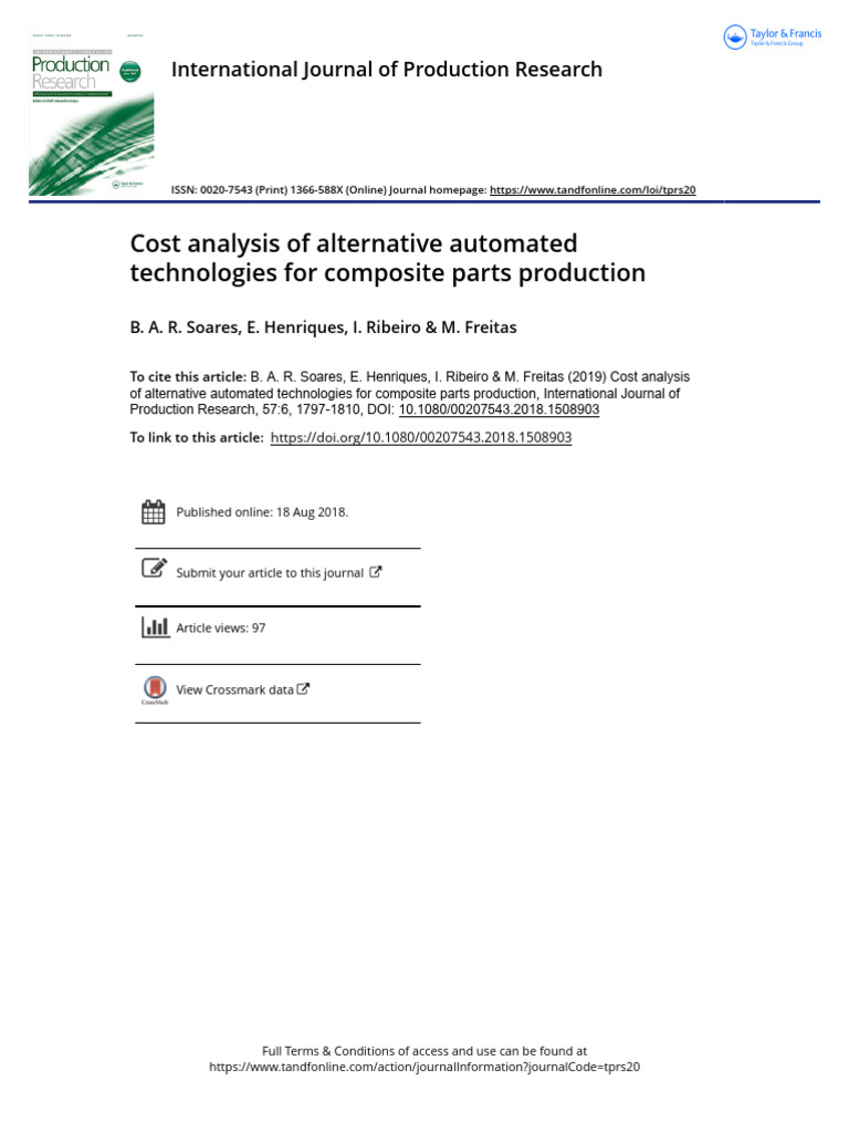 411-Cost Analysis of Alternative Automated Technologies For Composite Parts Production | PDF ...