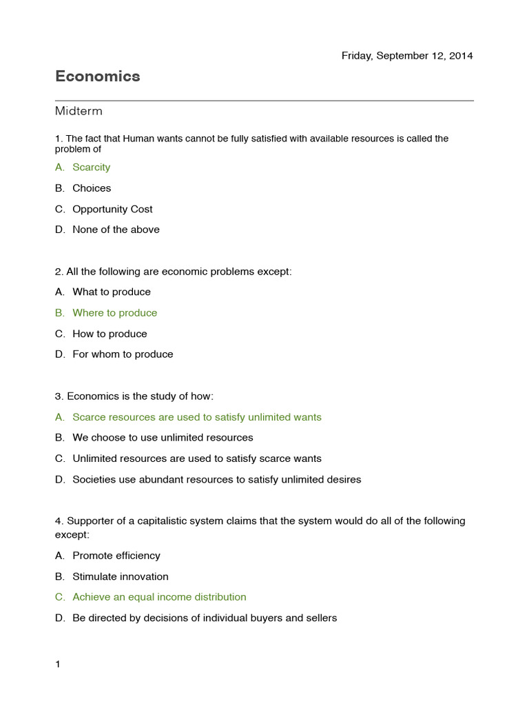 Economics MCQ PDF | PDF