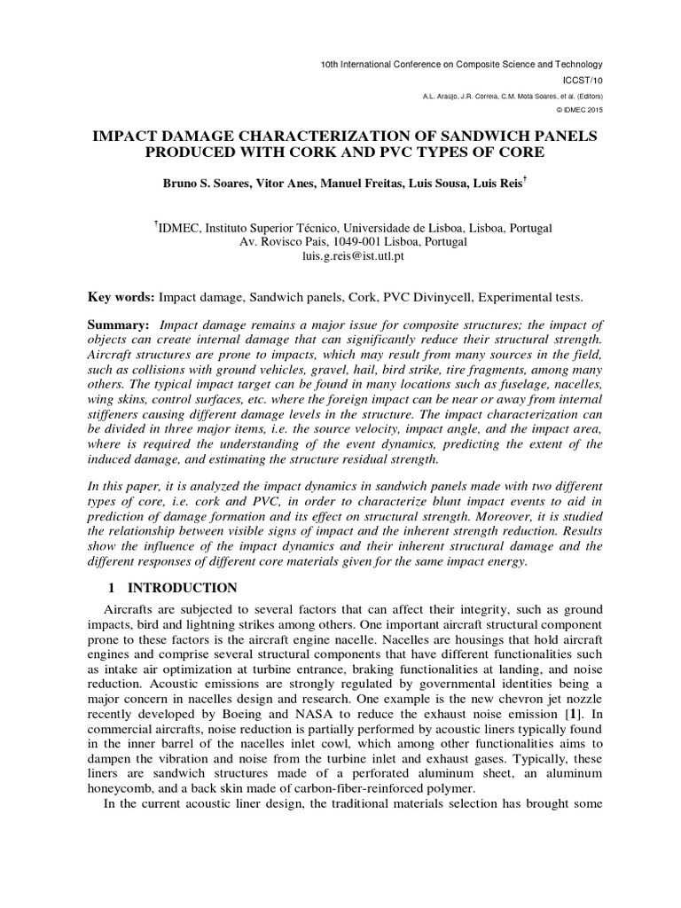 425 - Impact Damage Characterization of Sandwich Panels Produced With ...
