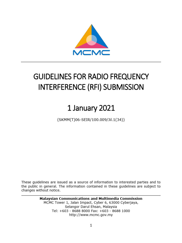 Guidelines For Radio Frequency Interference Submission | PDF | Electromagnetic Interference ...