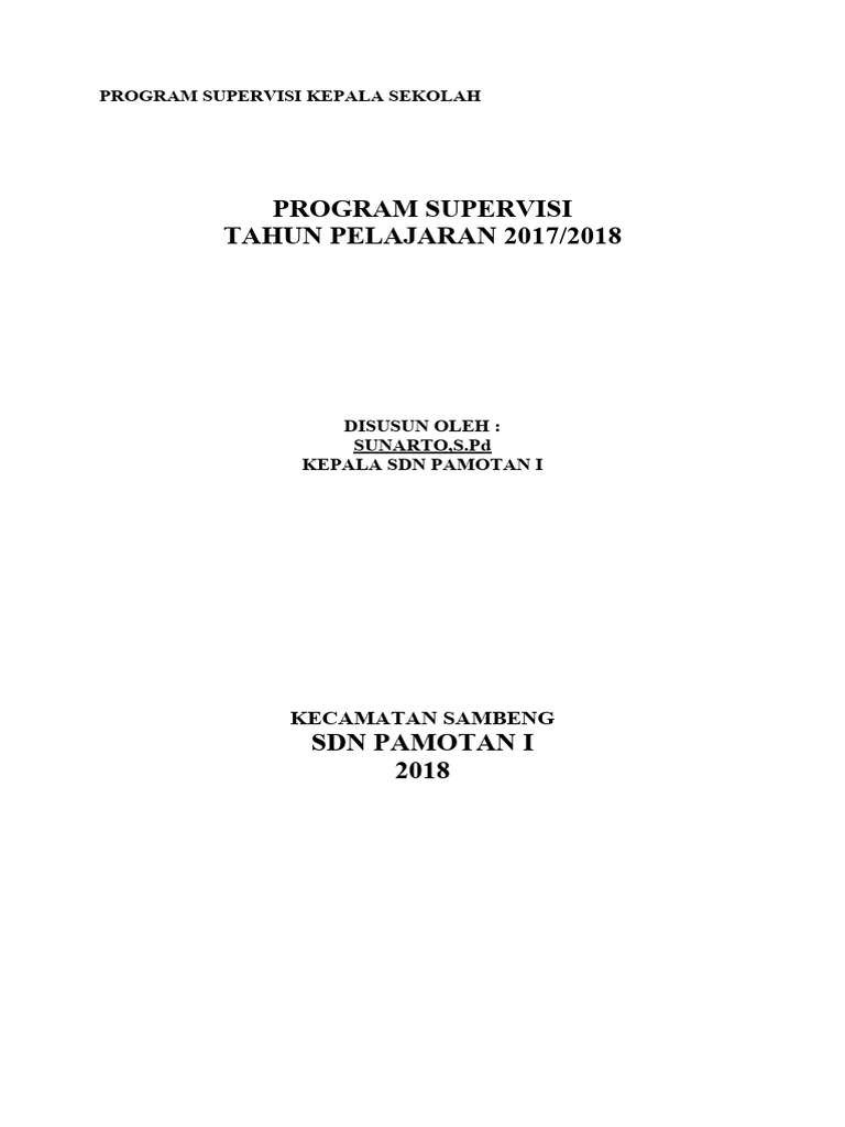 Contoh Program Supervisi Kepala Sekolah | PDF Contoh Program Supervisi Kepala Sekolah | PDF