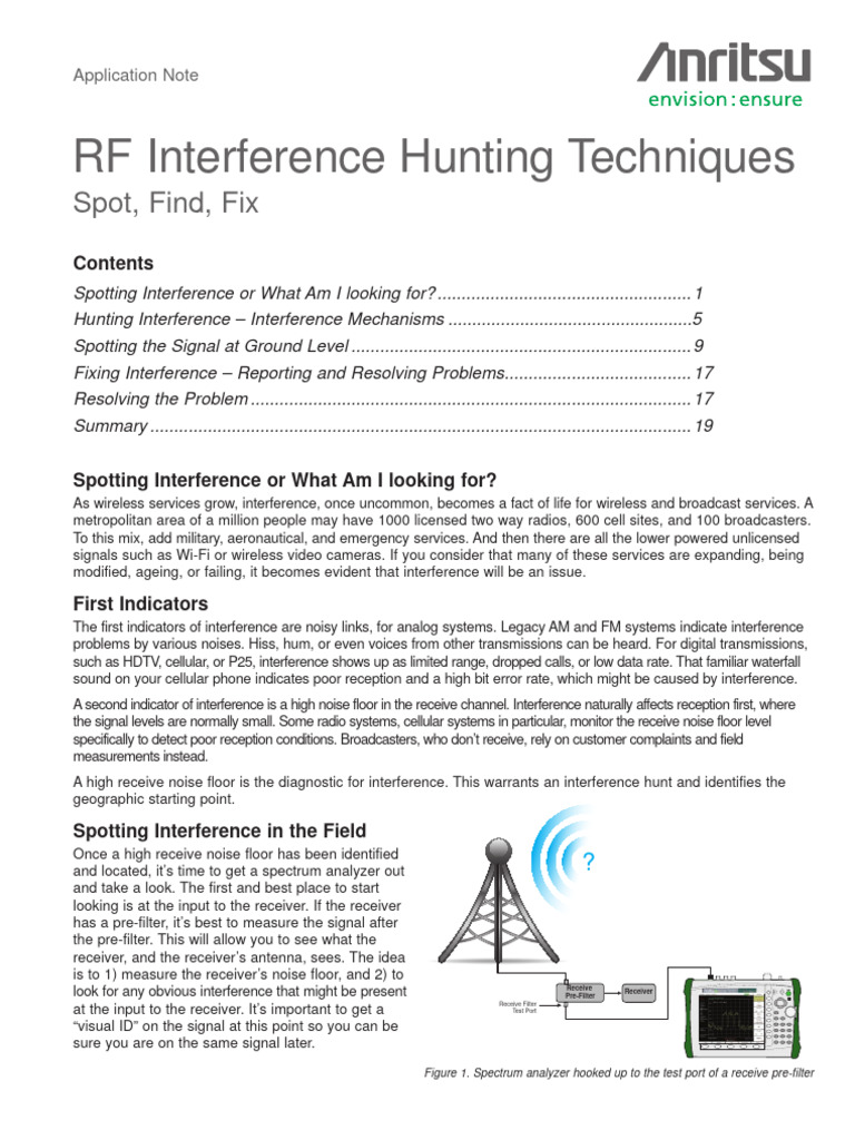 RF Interference Hunting Techniques An | PDF | Electromagnetic Interference | Cellular Network