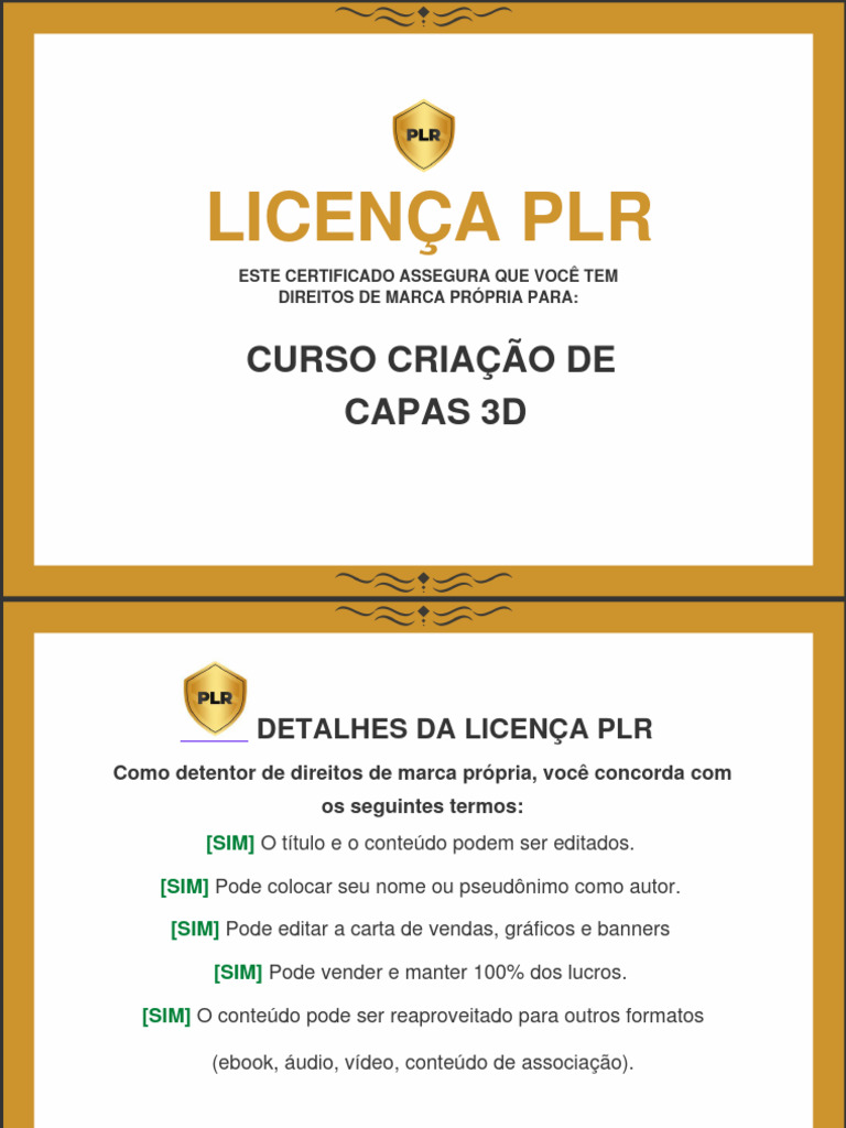 Licenca-PLR - CRIAÇÃO DE CAPAS 3D | PDF