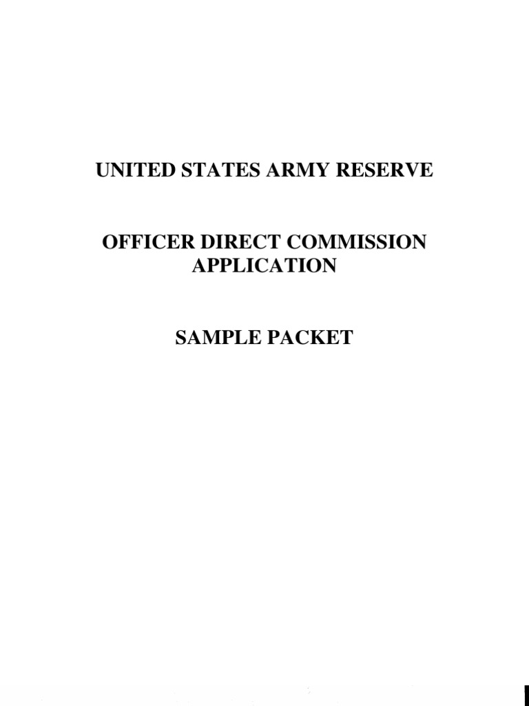 Direct Commission Example Packet | United States Army Reserve | Officer ...