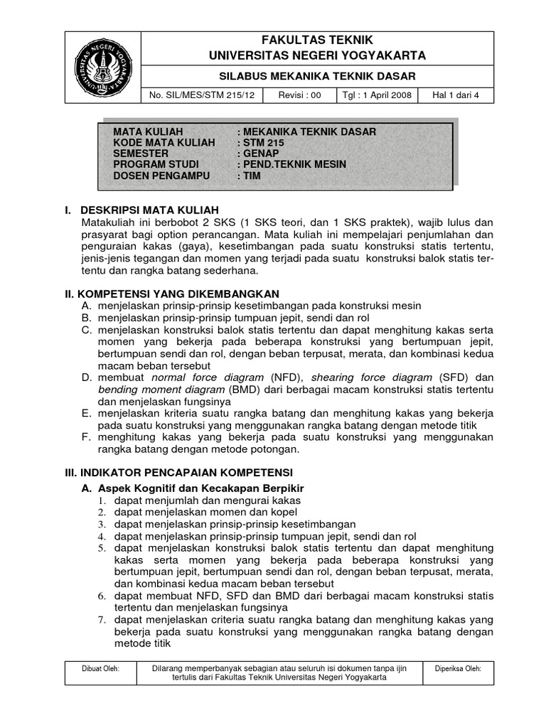 Mekanika Teknik Dasar | PDF