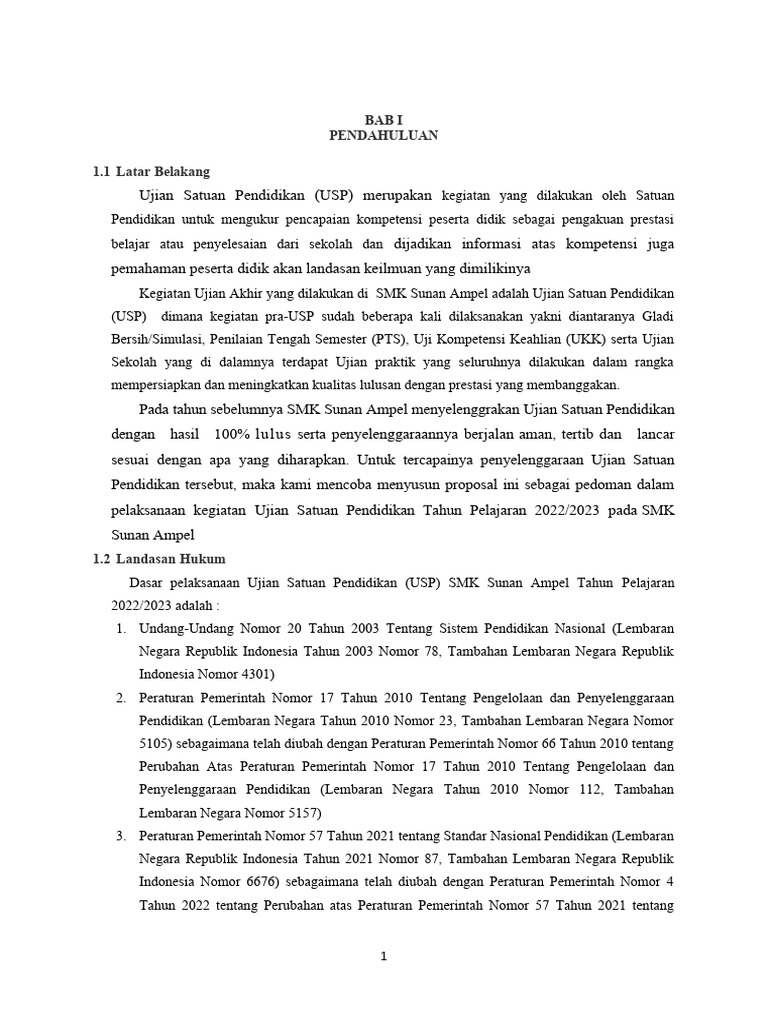 PROPOSAL USPBK Benar | PDF