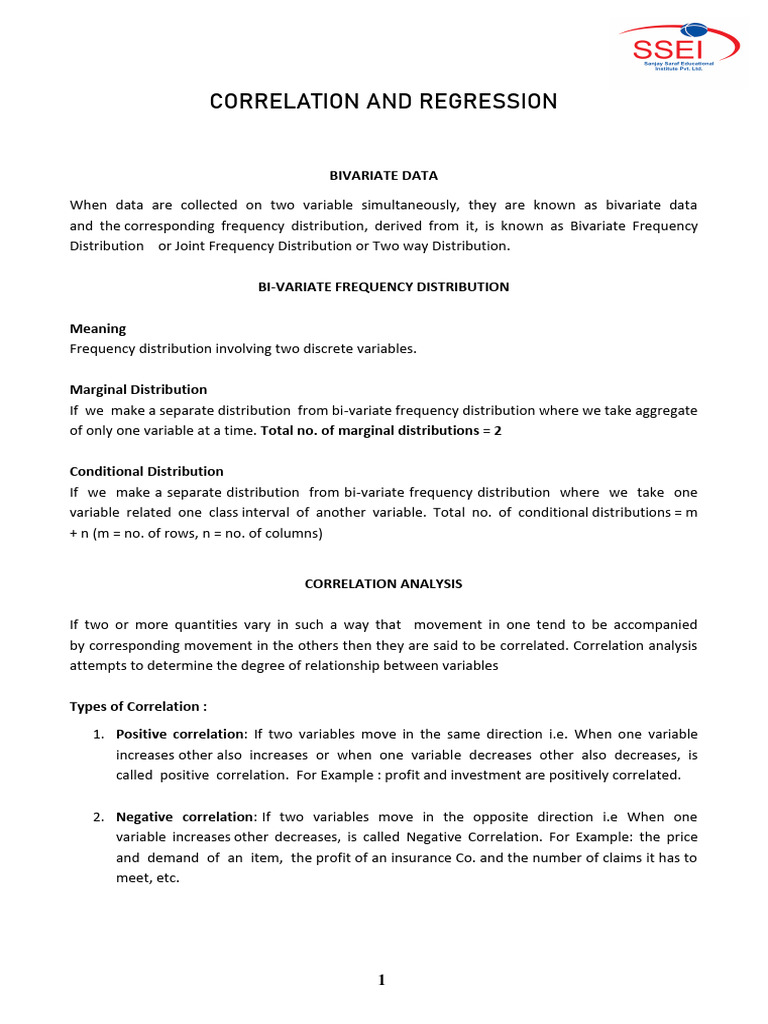 Correlation and Regression | PDF | Variance | Covariance