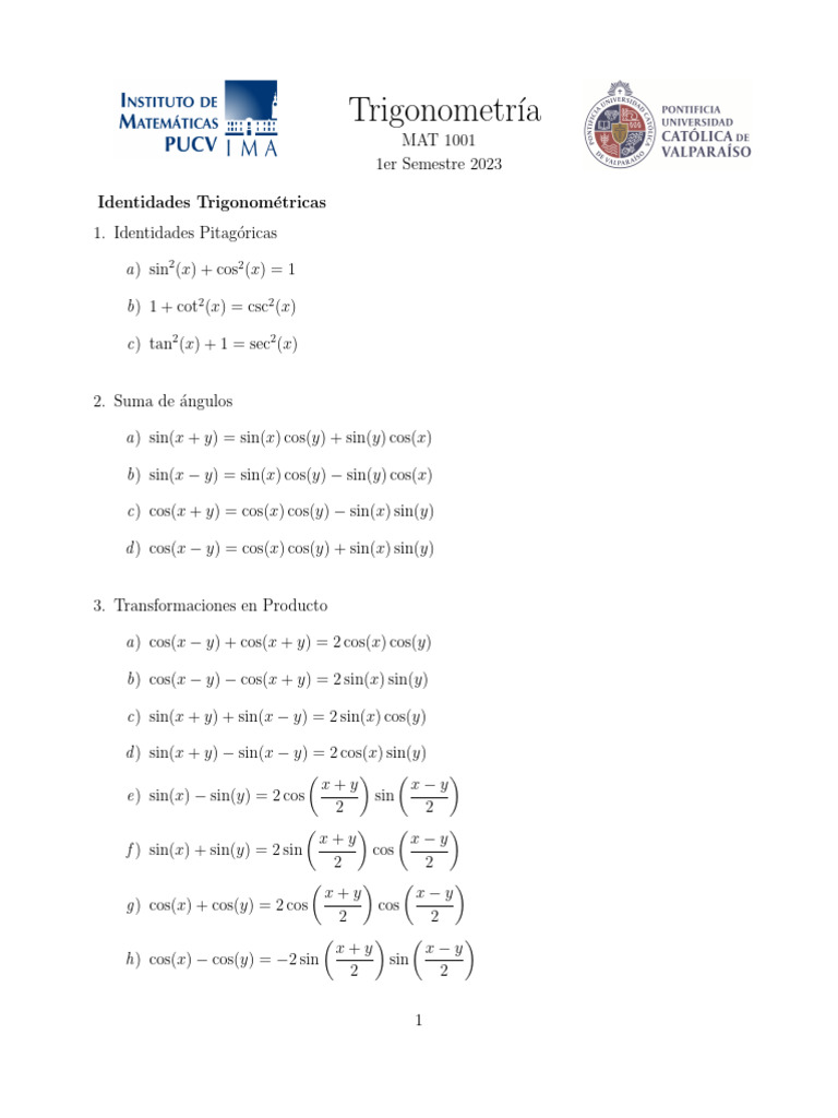 Funciones e Identidades Trigonomã© Tricas | PDF