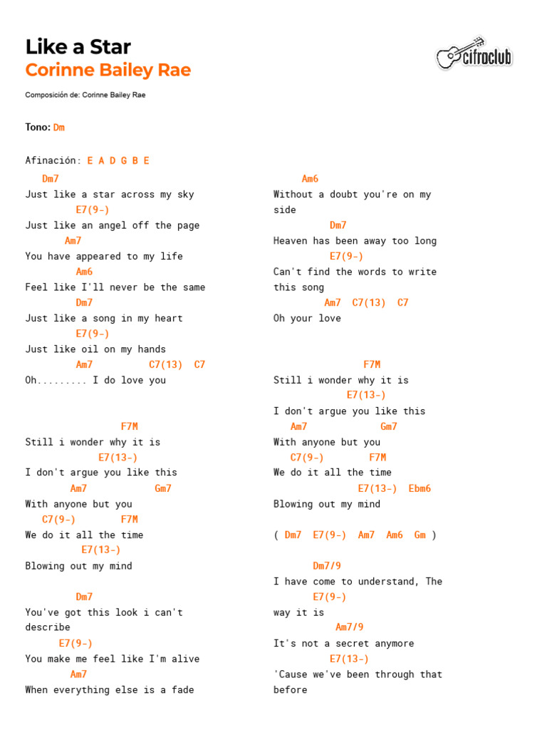 Just Like a Star Chords and Lyrics | PDF