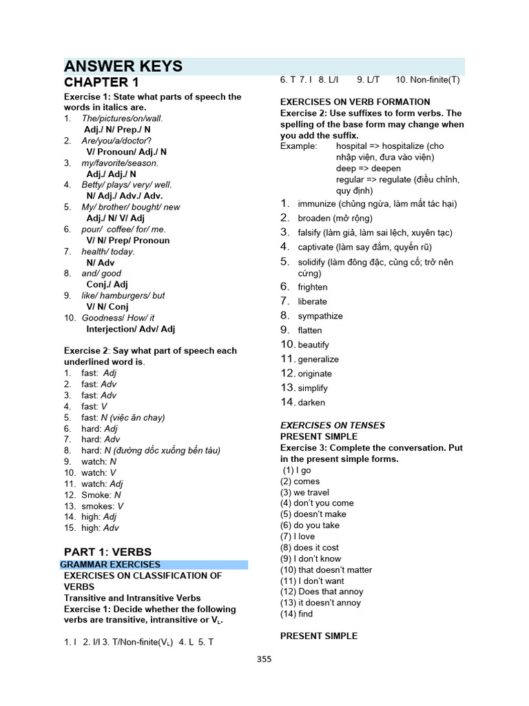 Basic English Grammar 1- Keys | PDF | Verb | Semantic Units