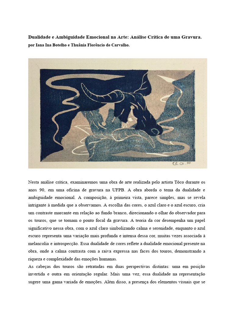Dualidade Emocional na Gravura de Tôco | PDF | Emoções | Cor