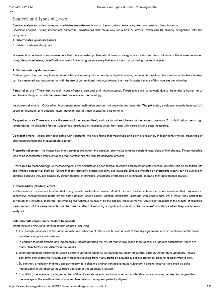 Systematic vs Random Errors Guide | PDF | Observational Error | Analytical Chemistry