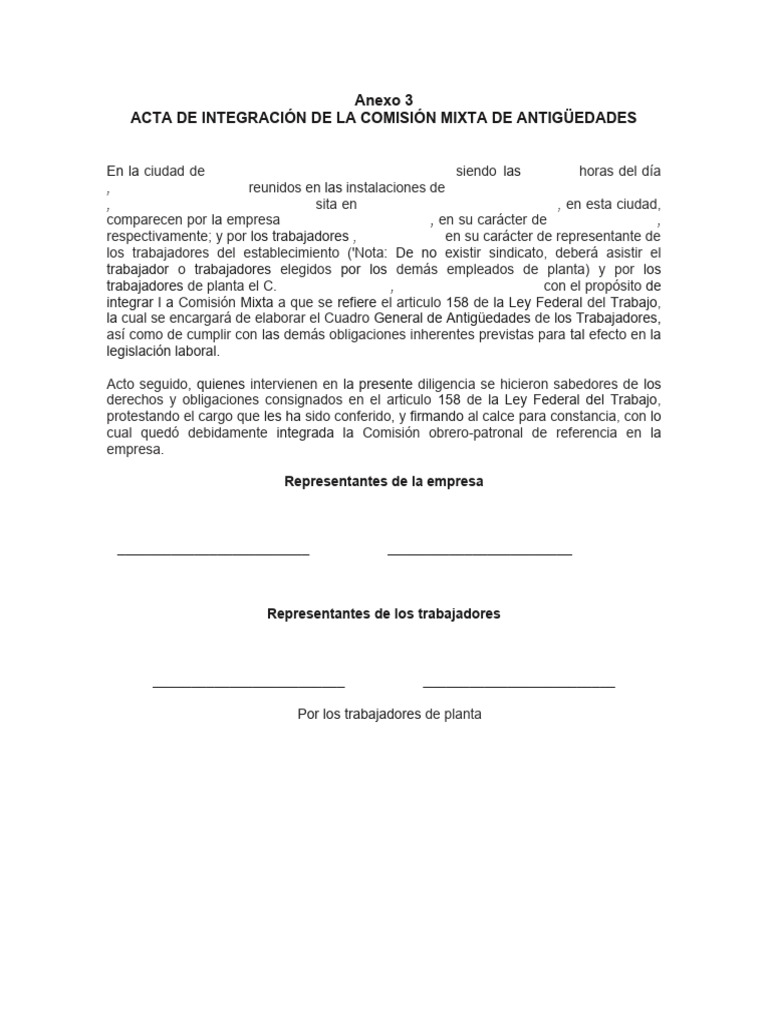 Acta de Comisión Mixta de Antigüedades | PDF