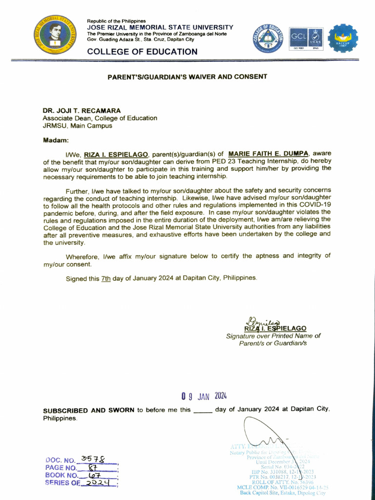 notarized parents consent | PDF