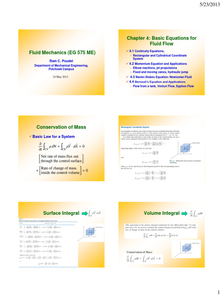 L06 Ch04 24may2013 | PDF | Fluid Dynamics | Navier–Stokes Equations