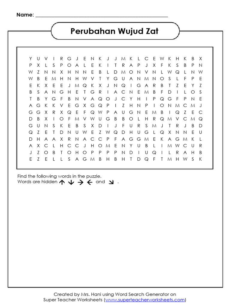 LKPD Word Search Perubahan Wujud Zat | PDF | Puzzles | Games Of Mental ...