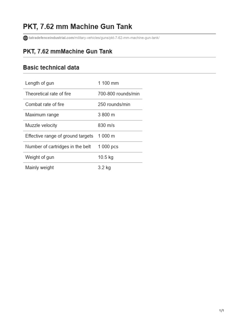 PKT 7.62mm Machine Gun Specs | PDF | Science & Mathematics | Technology ...