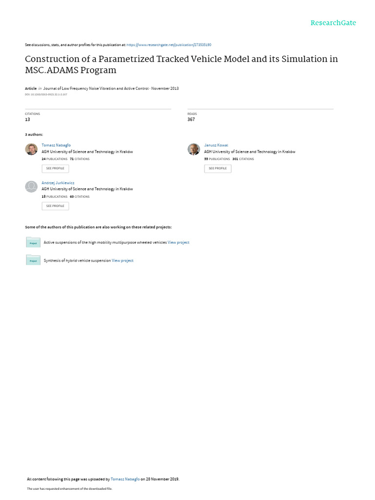 Construction of A Parametrized Tracked Vehicle Model and Its Simulation in MSC - ADAMS Program ...