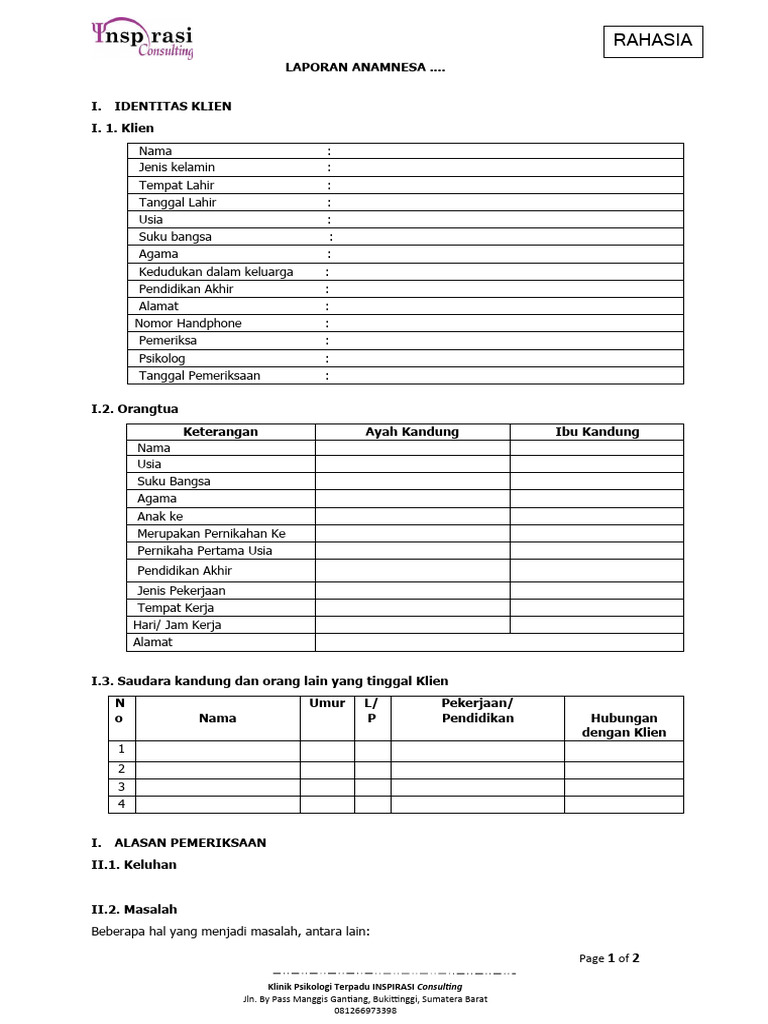 Contoh Format Anamnesa | PDF
